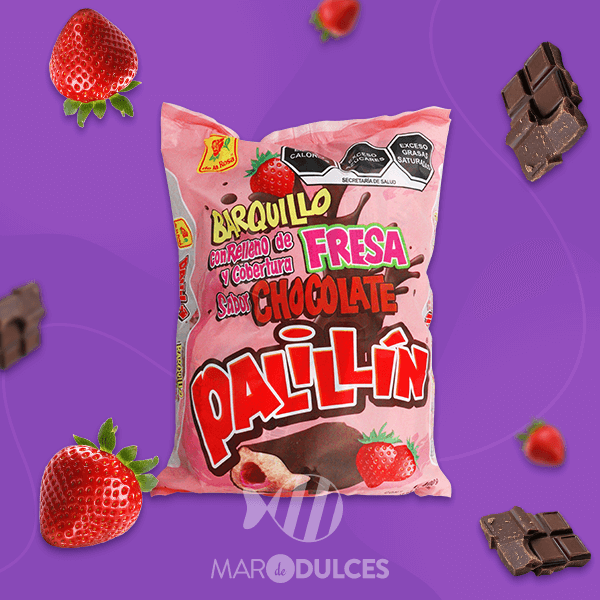 BARQUILLO DE LA ROSA PALILLÍN FRESA CHOCOLATE 40 PZAS.